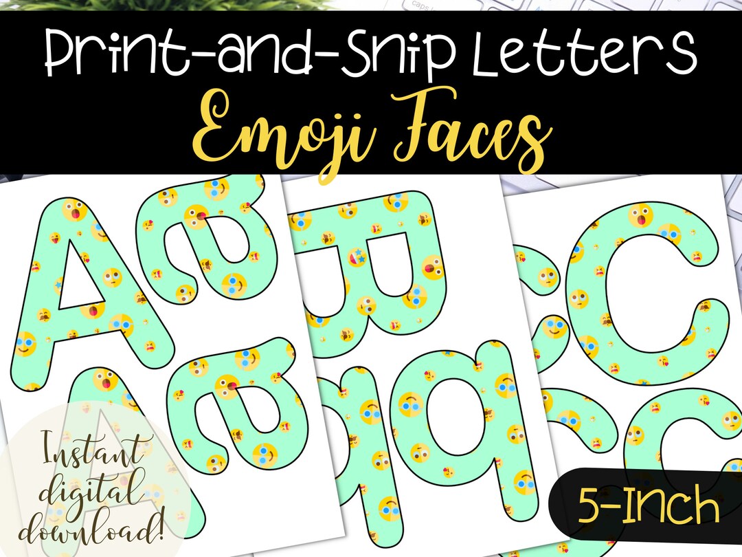 Printable Emoji Faces Classroom Bulletin Board Letters DIY - Etsy