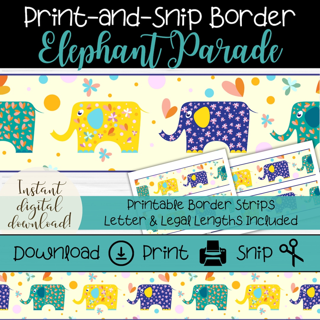 Bulletin Board Border Strips | Elephant Theme | Printable Border for ...