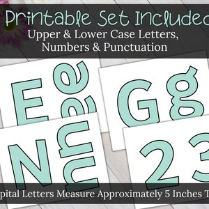 Seafoam Green Bulletin Board Letters | Printable 5 Inch Letter Set ...