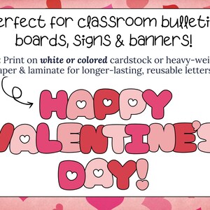 Large Bubble Letters Printable Bulletin Board Letter Set Valentine's ...