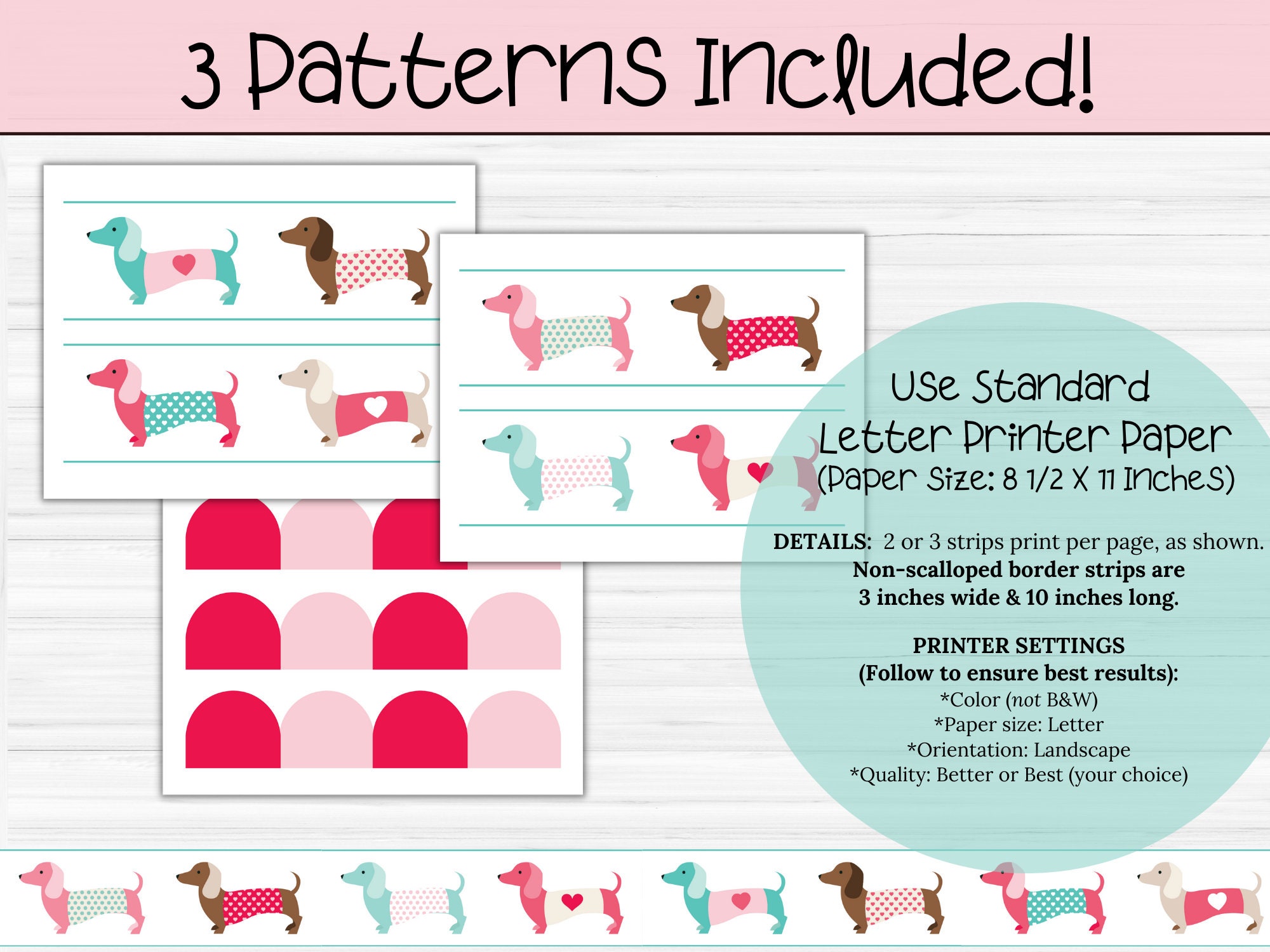 Valentine Dachshund Bulletin Board Borders | Dog Themed Bulletin Board ...