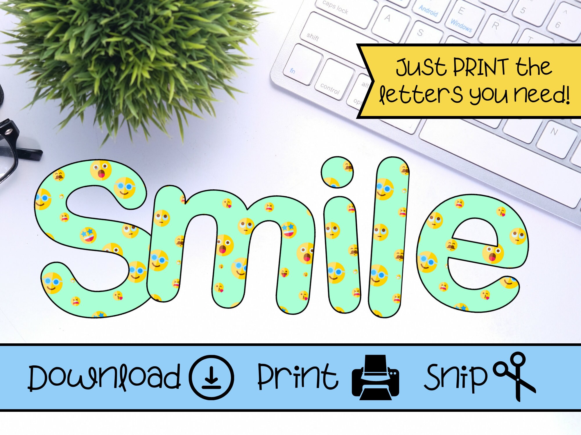 Printable Emoji Faces Classroom Bulletin Board Letters DIY - Etsy