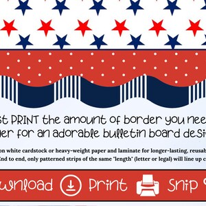Patriotic Stars Printable Border for Bulletin Boards, Trim for DIY ...