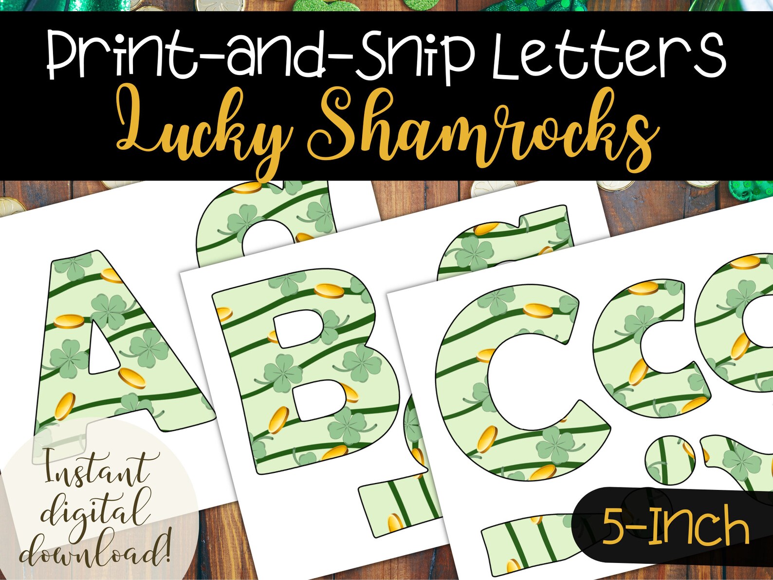 Printable St. Patrick's Day Bulletin Board Letters, Lucky Shamrocks and ...