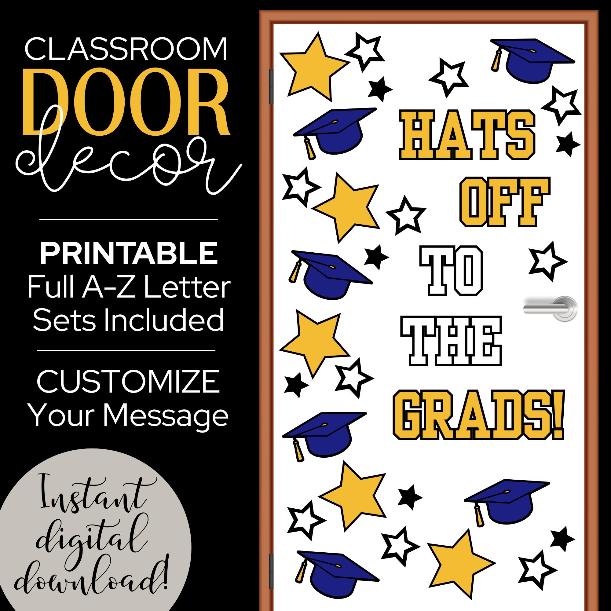 Graduation Door Decoration Set | Printable Letters, Caps, Stars ...