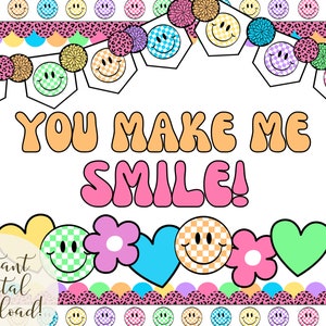 Happy Faces Bulletin Board Kit | Retro Theme Set | Back to School ...