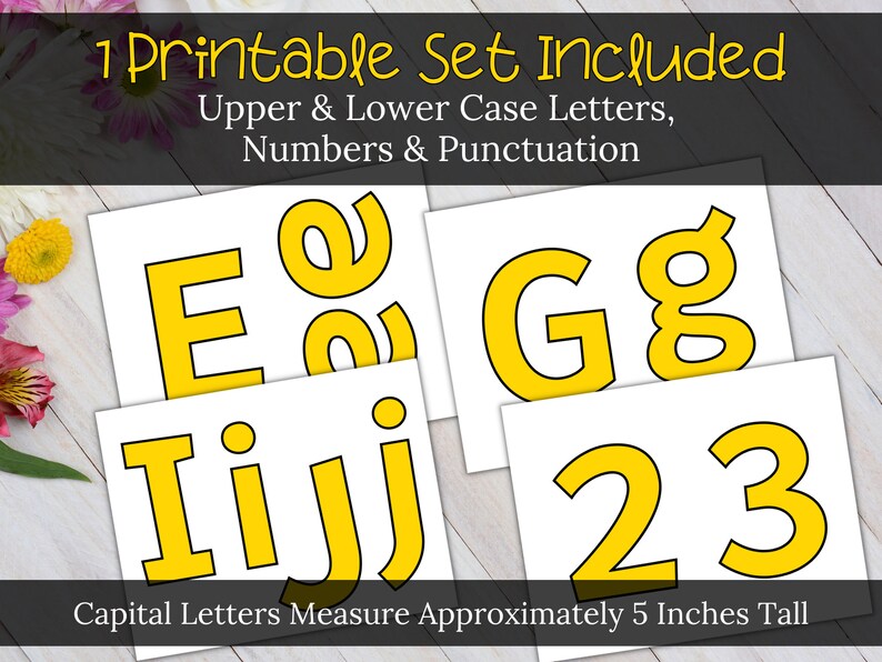 Yellow Bulletin Board Letters Printable Classroom Letter Set Yellow ...