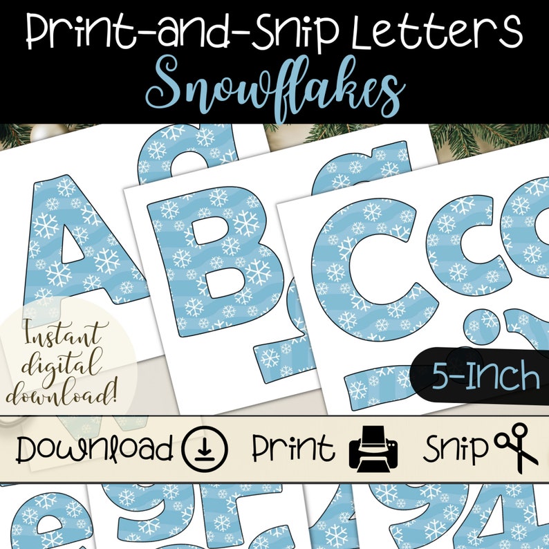 Printable Snowflake Flurries Bulletin Board Letter Set for Winter Party ...