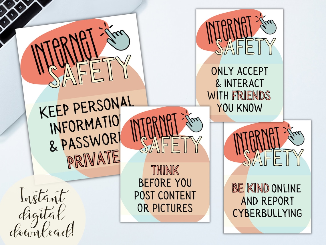 Internet Safety Classroom Posters Printable Posters for - Etsy