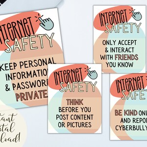 Internet Safety Classroom Poster Set: Neutral Minimalist Prints ...