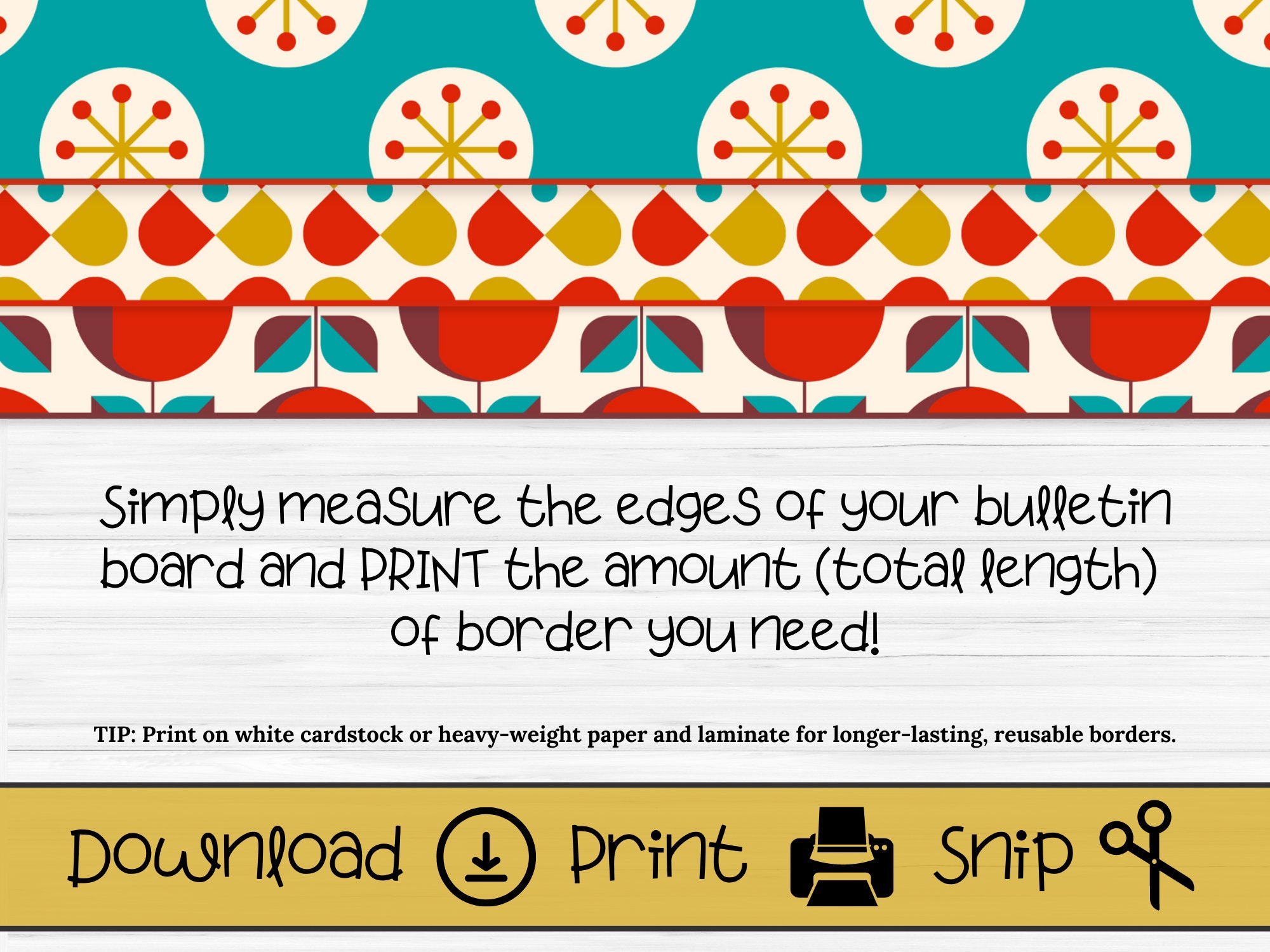 Mid-century Modern Bulletin Board Set Printable Mix and - Etsy