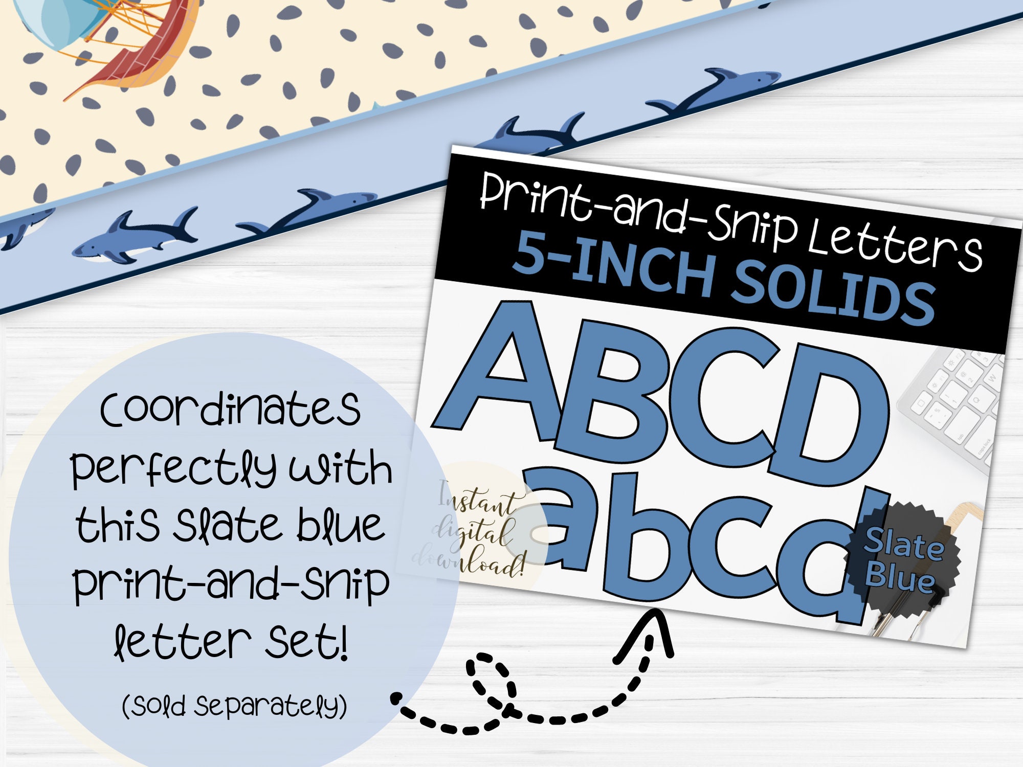 Nautical Bulletin Board Border Strips Printable Shark - Etsy Australia