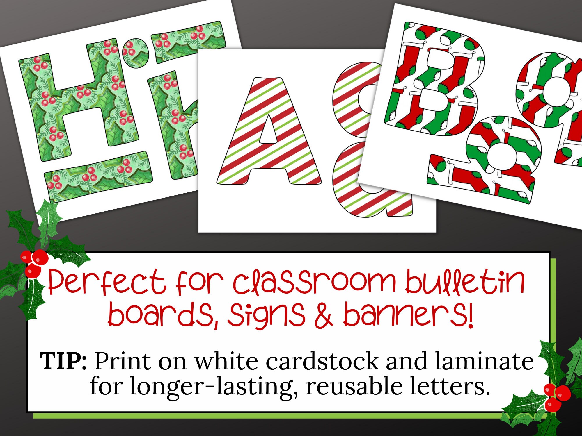 Printable Christmas Holiday Themed Letters for Festive - Etsy