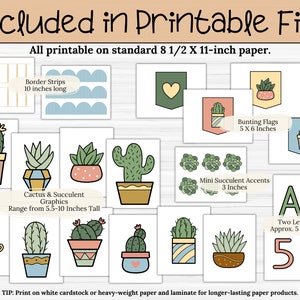 Boho Cactus & Succulent Bulletin Board Kit, Printable Classroom ...
