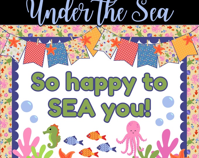 Under the Sea Bulletin Board Kit, Sea Animals Ocean Fish Nautical Theme ...