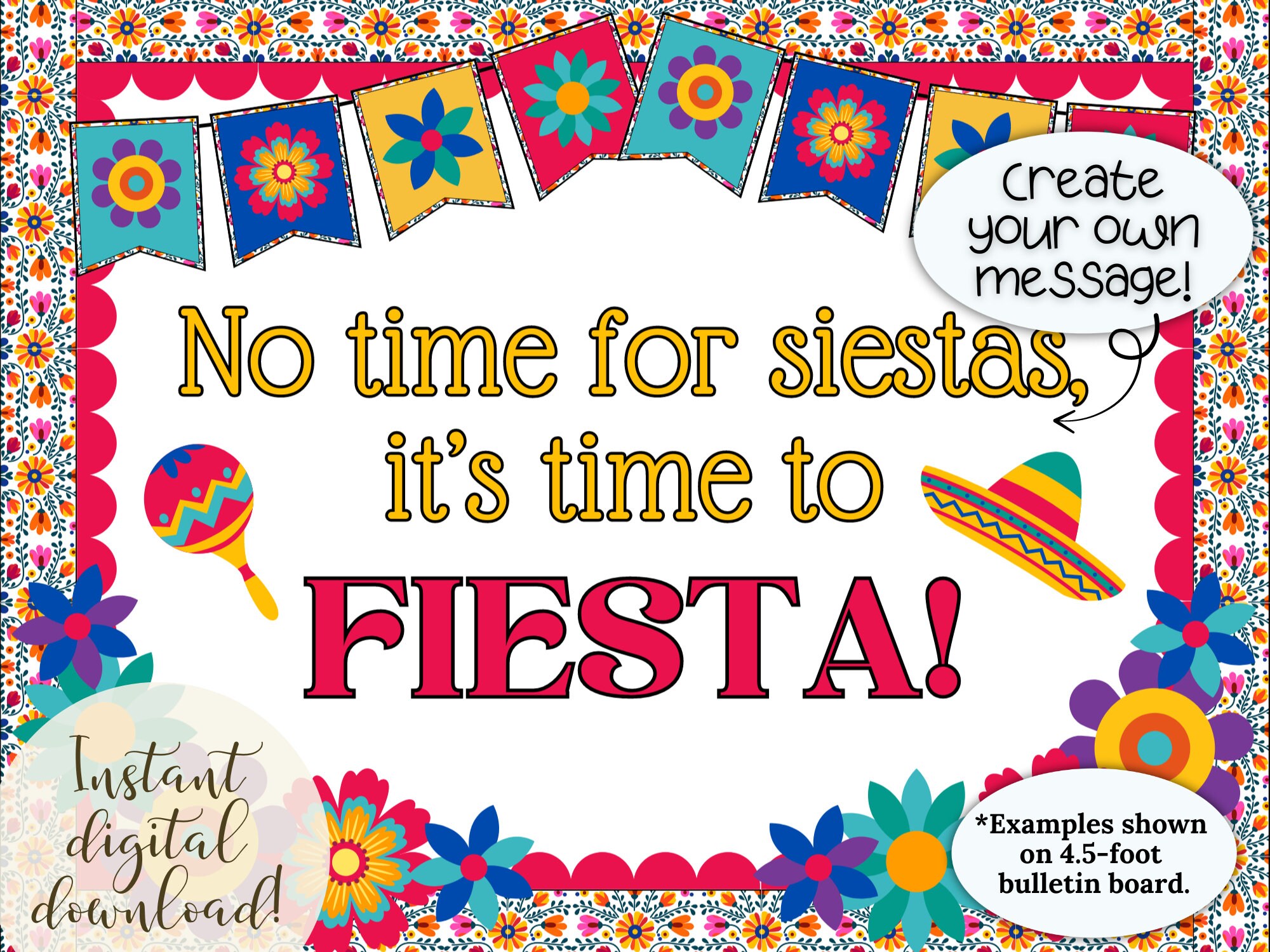 Cinco De Mayo Bulletin Board Set, Spanish Fiesta Classroom Decor ...