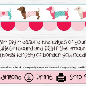 Valentine Dachshund Bulletin Board Borders | Dog Themed Bulletin Board ...