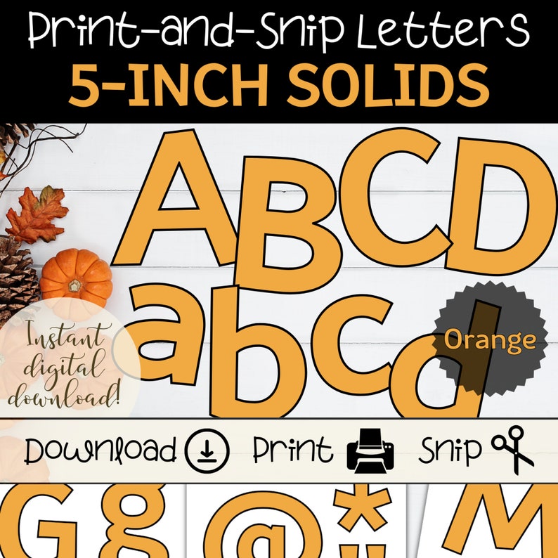 Orange Bulletin Board Letters: Printable Classroom Decor (digital ...