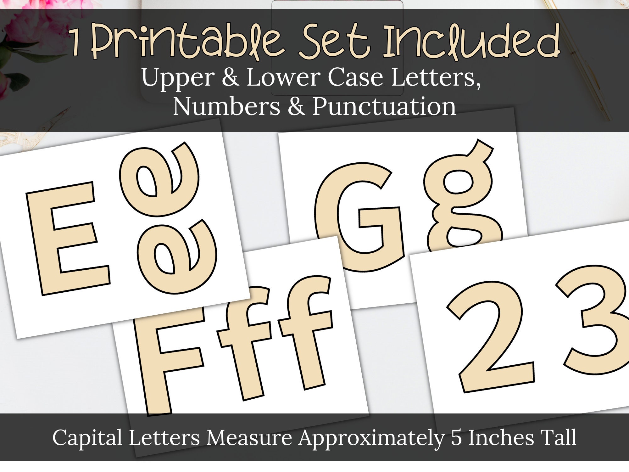 Cream Bulletin Board Letters Printable Vanilla Cream Colored - Etsy