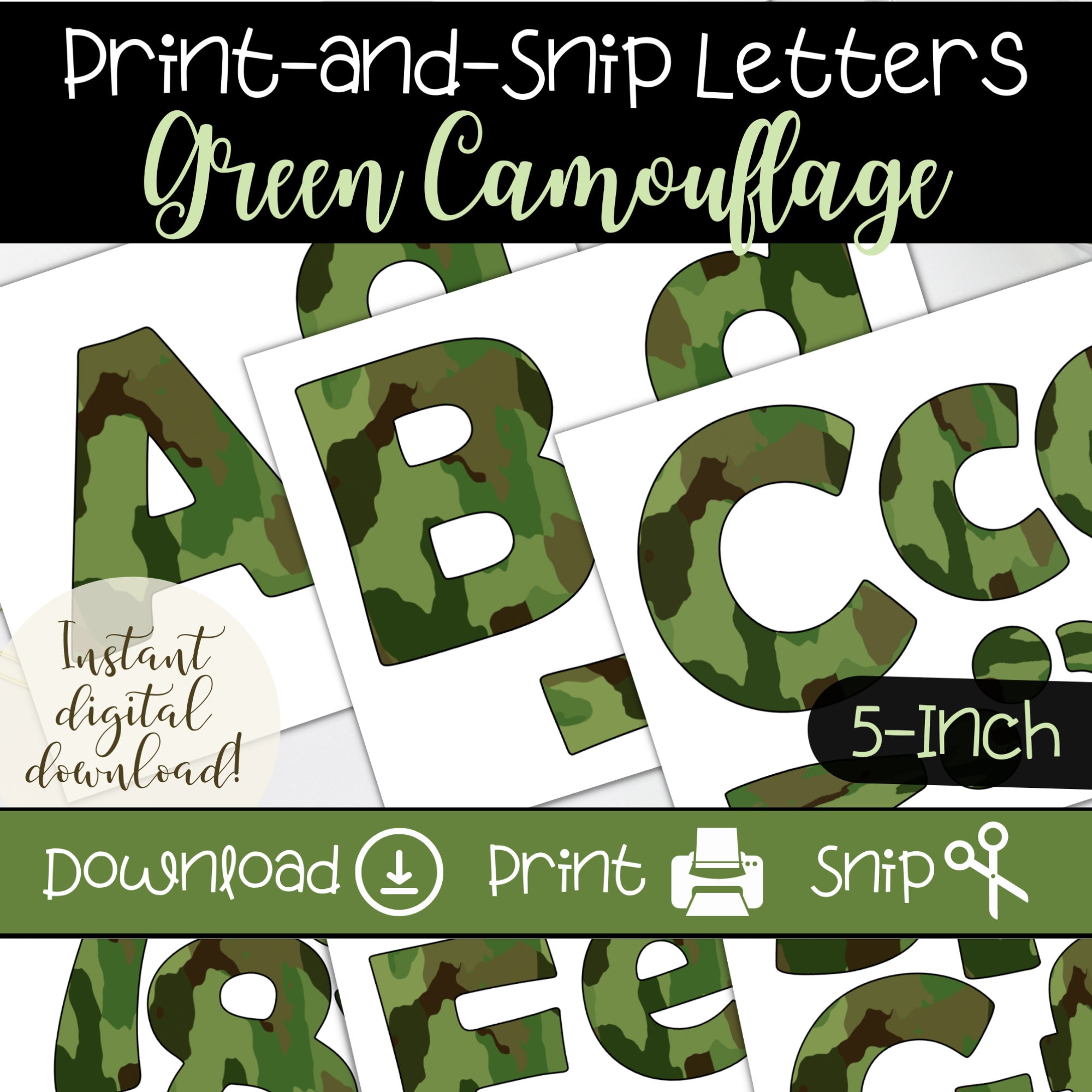Camouflage Letters Printable Camouflage Letters | TPT