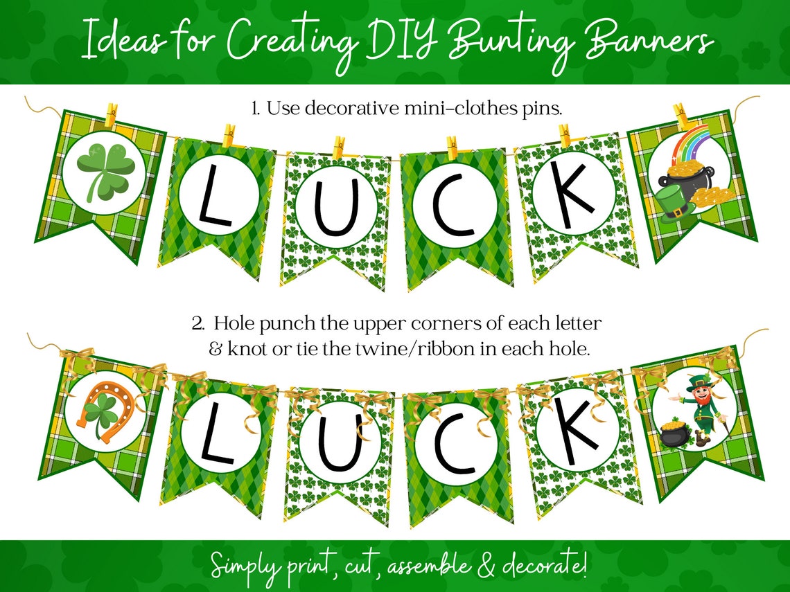 Printable St. Patrick's Day Bunting Banner Flags DIY - Etsy