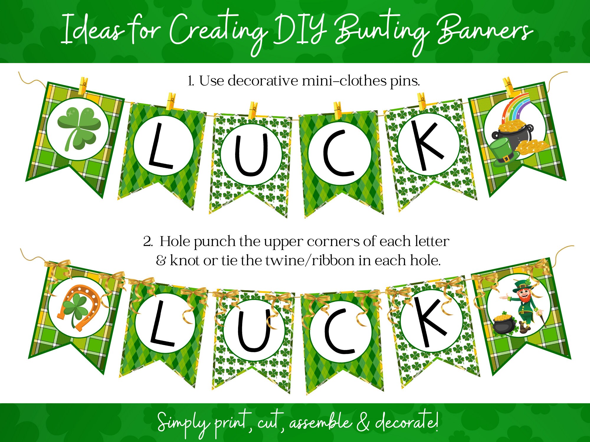 Printable St. Patrick's Day Bunting Banner Flags DIY - Etsy