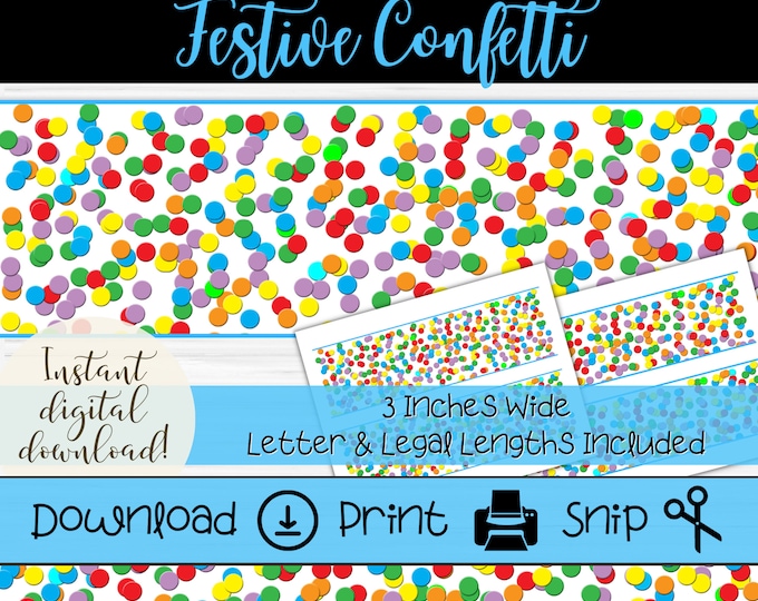 Celebrate Confetti Printable Bulletin Board Borders, Bright & Colorful ...