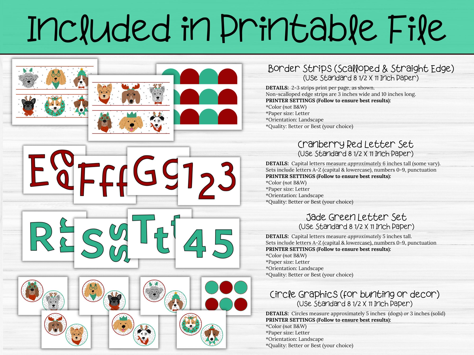 Christmas Dogs Bulletin Board Theme Set Printable Dog Face Borders ...