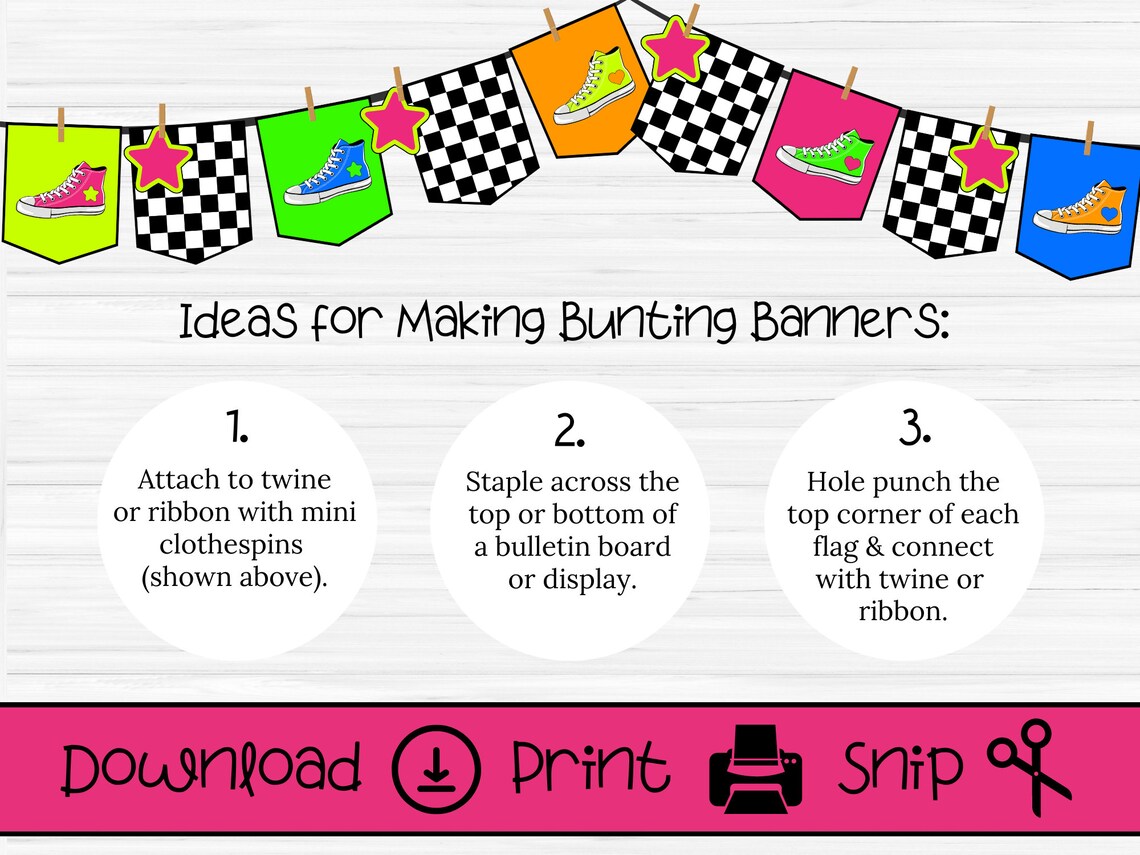 Classroom Bulletin Board Kit Neon High-top Sneakers Theme Customize ...