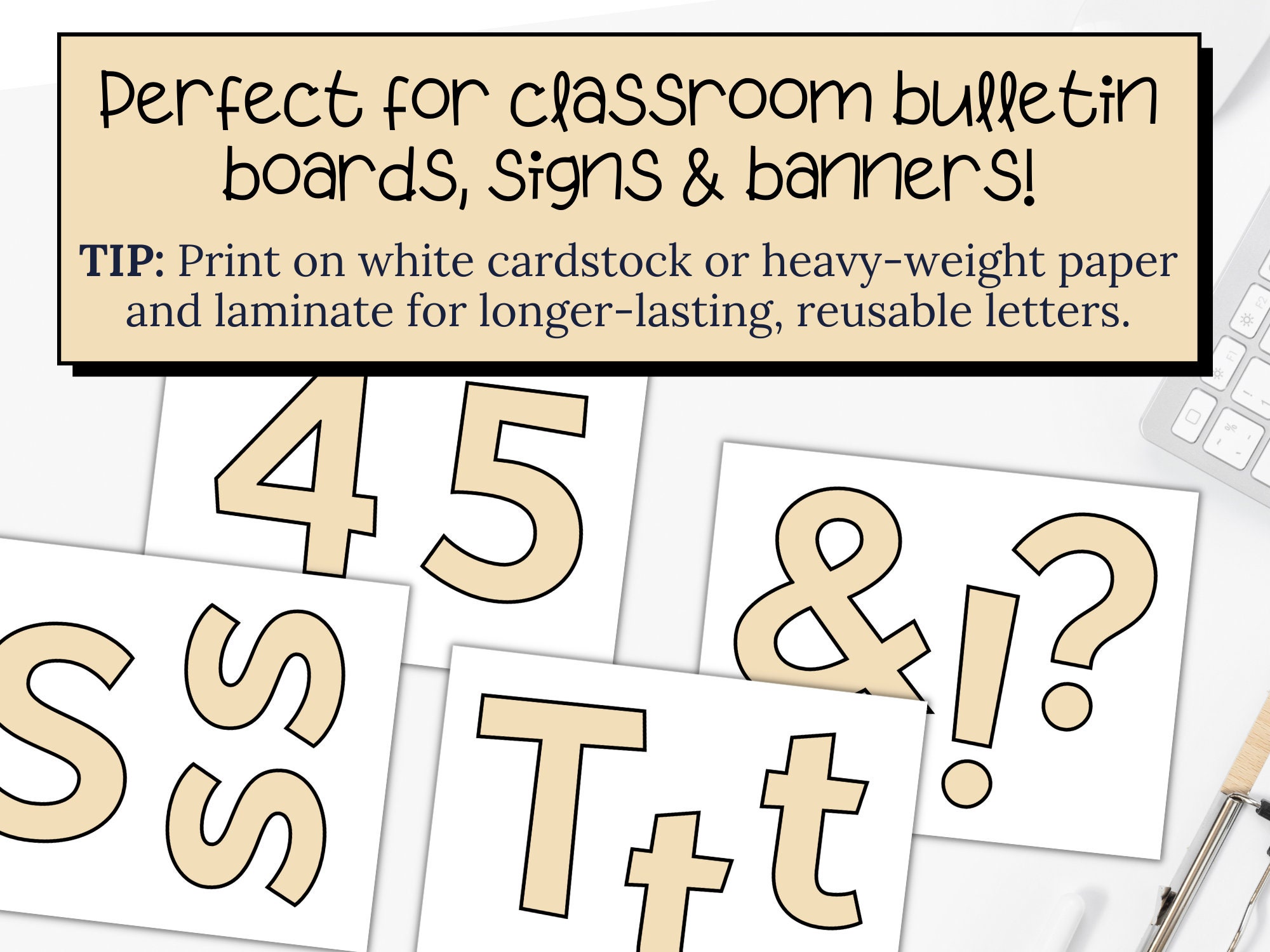 Cream Bulletin Board Letters Printable Vanilla Cream Colored - Etsy