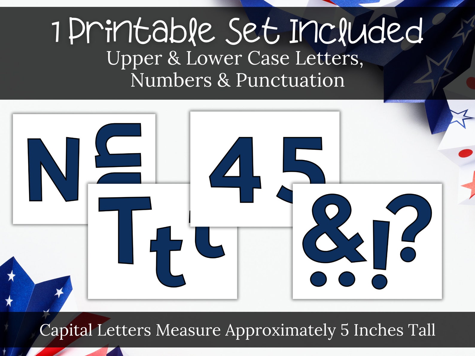 Navy Blue Letter Set, Printable Bulletin Board & Sign Letters, Dark ...