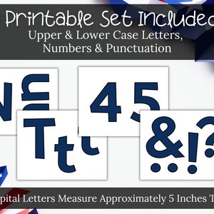 Navy Blue Letter Set, Printable Bulletin Board & Sign Letters, Dark ...