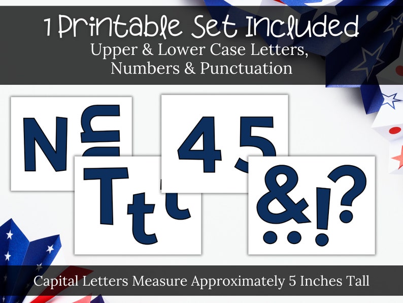 Navy Blue Letter Set, Printable Bulletin Board & Sign Letters, Dark ...
