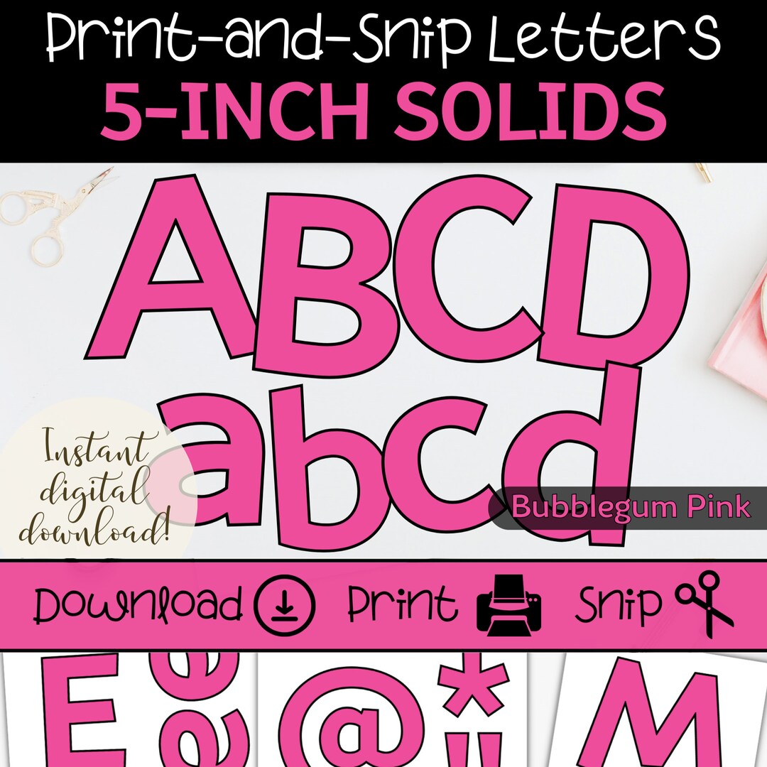 Bubblegum Pink Large Letter Set | Printable Pink Bulletin Board Letters ...
