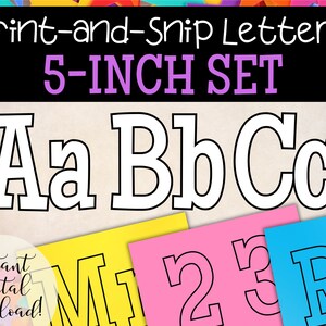 Bulletin Board Letter Set | Black Ink Outline | 5 Inch Printable Block ...