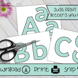 Seafoam Green Bulletin Board Letters | Printable 5 Inch Letter Set ...