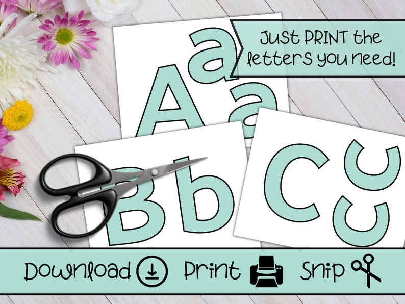 Seafoam Green Bulletin Board Letters Printable 5 Inch Letter - Etsy