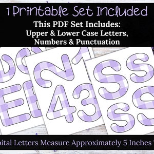 Printable Bulletin Board Letters in Lavender Gingham, 5 Inch Print and ...