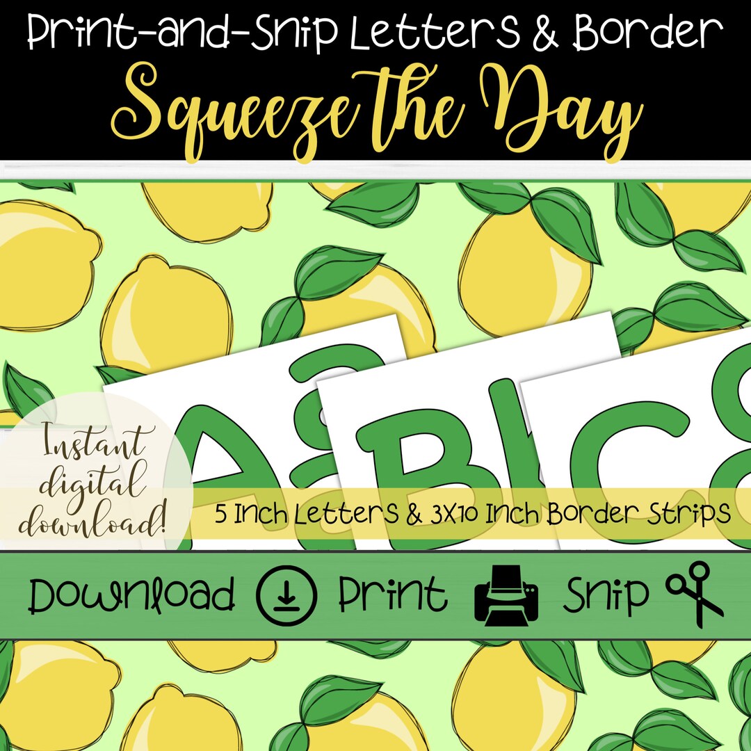 Printable Bulletin Board Letters and Border Set Squeeze the - Etsy