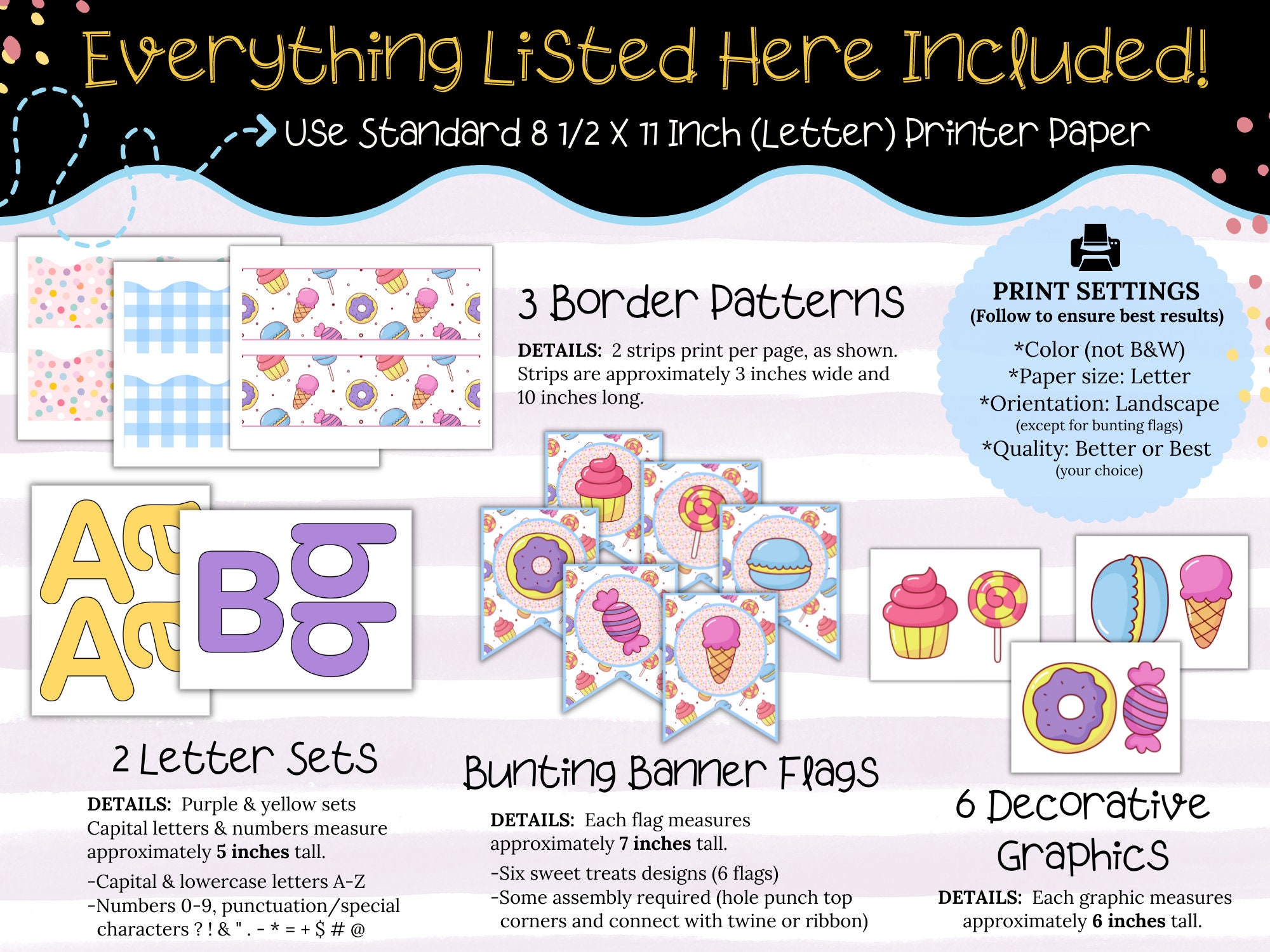 Sweets Bulletin Board Set, Printable Classroom Display Kit, Letters ...