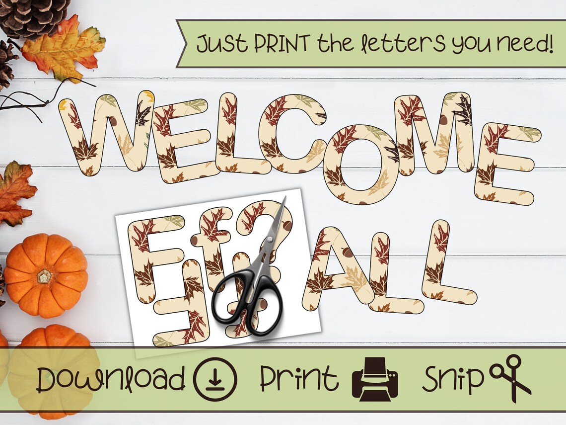 Printable Fall Foliage Brown and Beige Letter Set for - Etsy