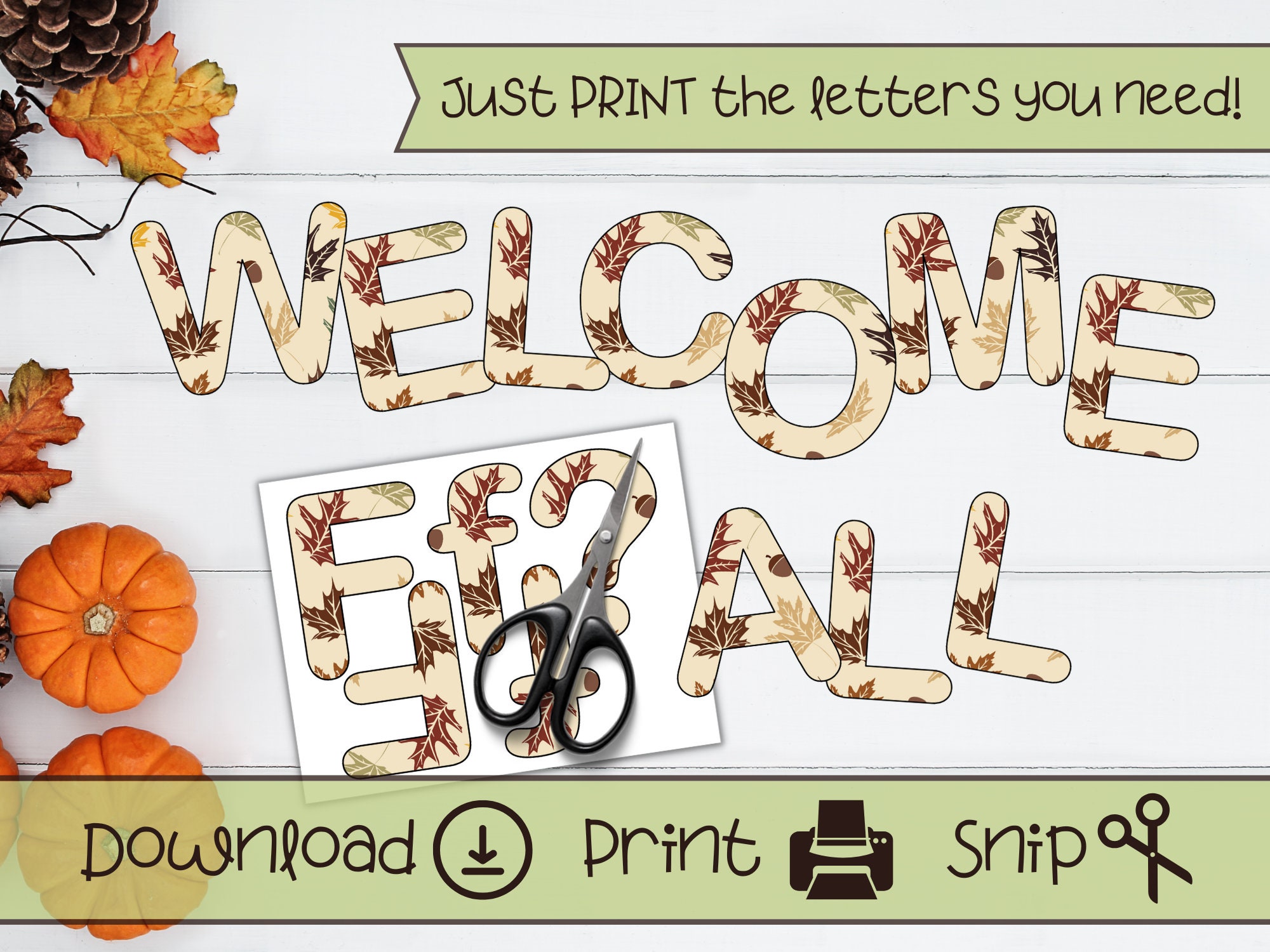 Printable Fall Foliage Brown and Beige Letter Set for - Etsy