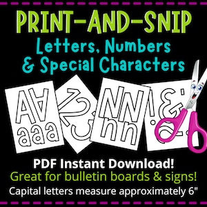 Printable Bulletin Board Letters | Teacher Letters | Black Outlined ...