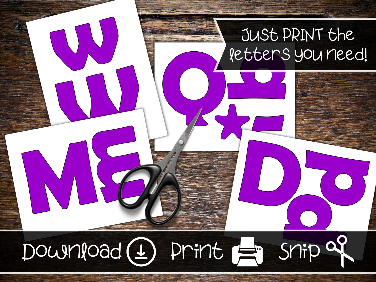 Purple Bulletin Board Letters Printable Letter Set Bright Purple 5 Inch ...