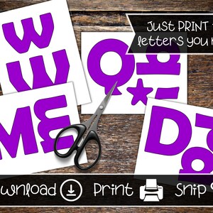 Purple Bulletin Board Letters | Printable Letter Set | Bright Purple ...
