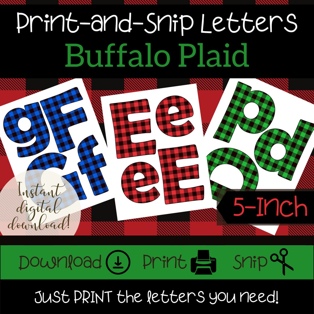 Buffalo Plaid Printable Letters for Holiday Bulletin Boards, Signs ...