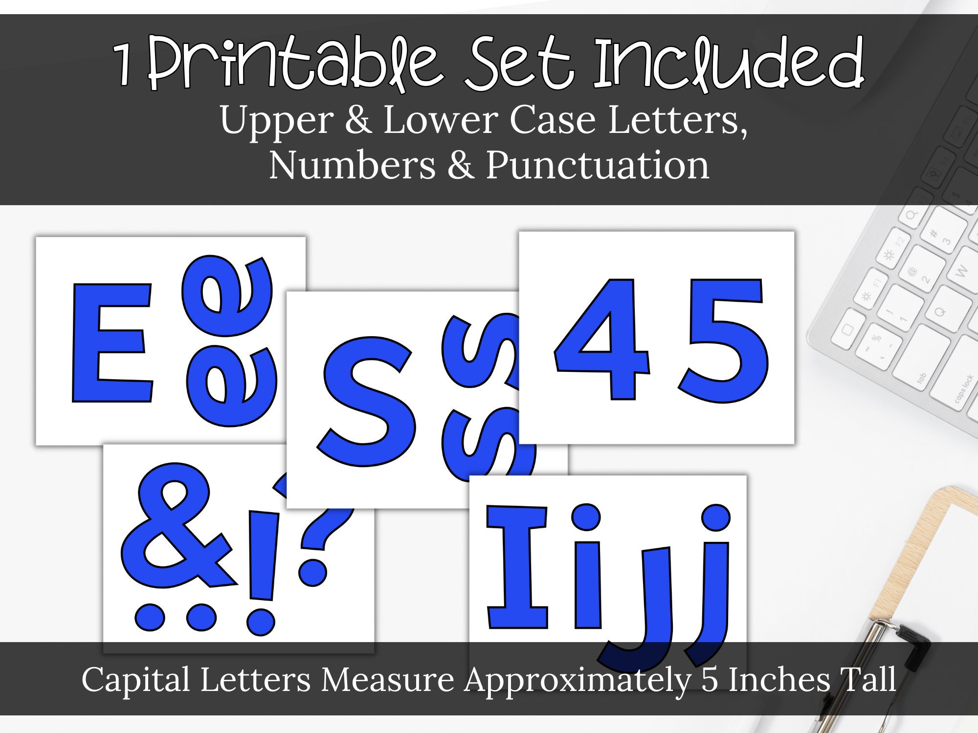 Royal Blue Letter Set Printable Bulletin Board Letters DIY Signs ...