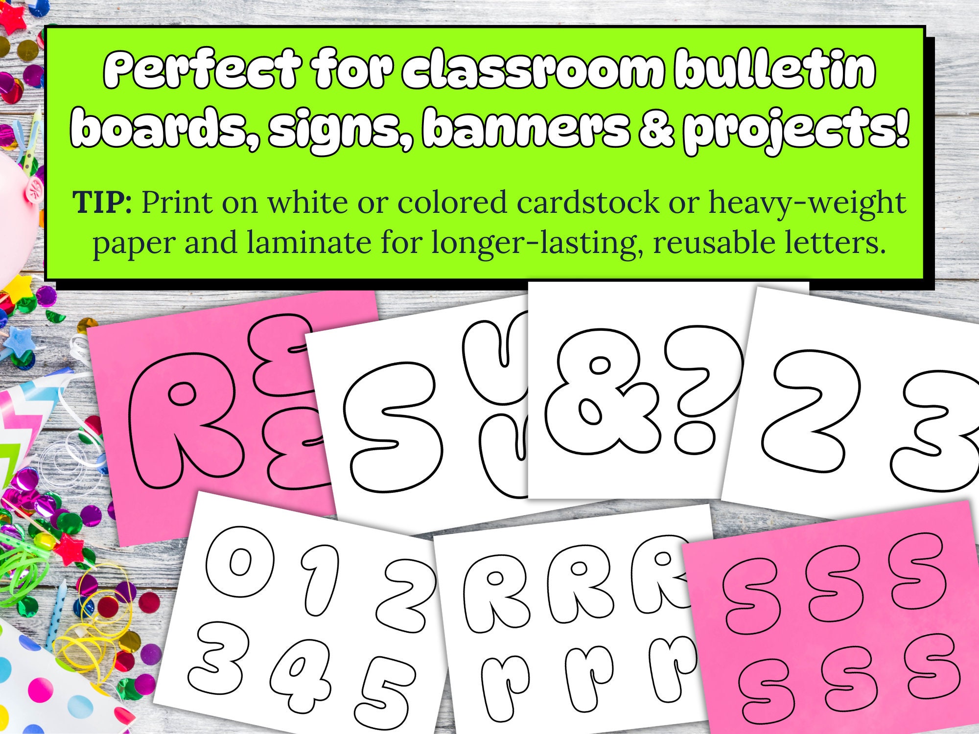 Printable Bulletin Board Letters 3 Inch & 5 Inch Letter Sets Teacher ...