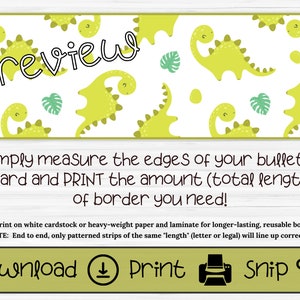 Green Dinosaur Bulletin Board Border, Printable Trim for Classroom ...