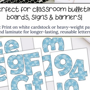 Snowflake Flurries Print and Cut Bulletin Board Letter Set for Winter ...